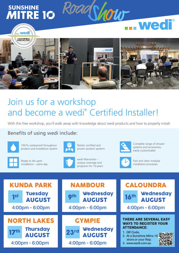 Wedi Workshops - Sunshine Mitre 10